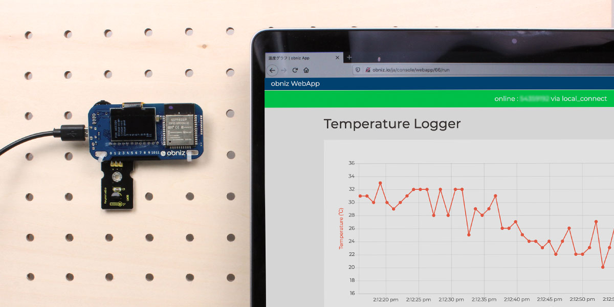 リアルタイムな温度グラフ [WebApp] - obniz公式ブログ